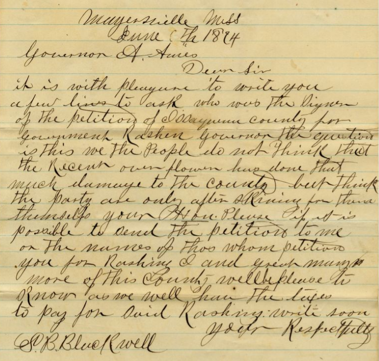 Letter to Governor Ames, June 6, 1874 – Against All Odds